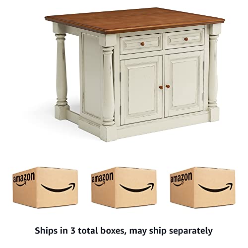 Homestyles Monarch Kitchen Island Set, 50 Inch Width, Antique White