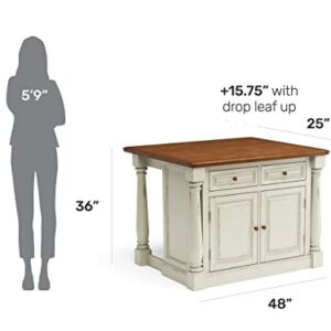 Homestyles Monarch Kitchen Island Set, 50 Inch Width, Antique White