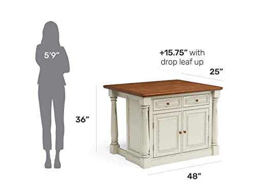 Homestyles Monarch Kitchen Island Set, 50 Inch Width, Antique White