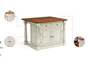 Homestyles Monarch Kitchen Island Set, 50 Inch Width, Antique White