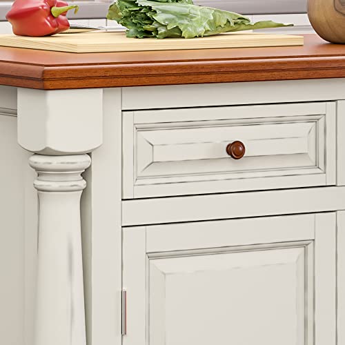 Homestyles Monarch Kitchen Island Set, 50 Inch Width, Antique White