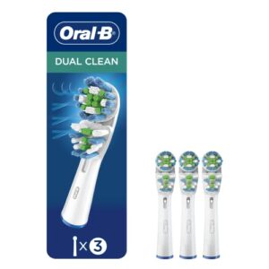 oral-b dual clean replacement electric toothbrush brush heads, 3 count