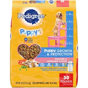 pedigree puppy growth & protection dry dog food chicken & vegetable flavor, 30 lb. bag