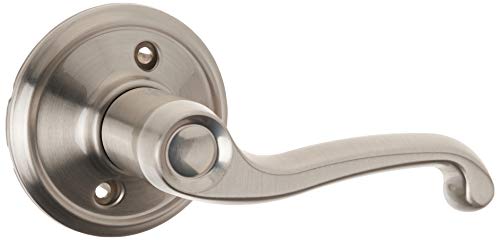 Schlage FE285 CAM 619 FLA LH Camelot Front Entry Handleset with Left-Handed Flair Lever, Lower Half Grip, Satin Nickel