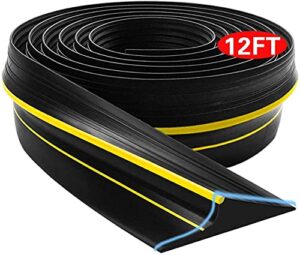 universal garage door bottom seal strip,weatherproof rubber diy weather stripping replacement, 12ft length, black