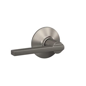 schlage f10 v lat 619 latitude door lever, hall & closet passage lock, satin nickel