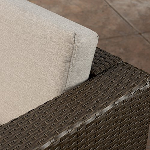 Christopher Knight Home Puerta Outdoor Wicker Sofa Set, 9-Pcs Set, Brown / Ceramic Grey