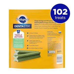 PEDIGREE DENTASTIX Dental Dog Treats for Toy/Small Dogs Fresh Flavor Dental Bones, 1.6 lb. Value Pack (102 Treats)