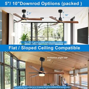 Sofucor 52-Inch Wood Ceiling Fan with LED Lights and Remote - Adjustable Speeds, Reversible 35W Quiter Motor 5250 CFM for Living Room, Bedroom, Patio - Matte Black