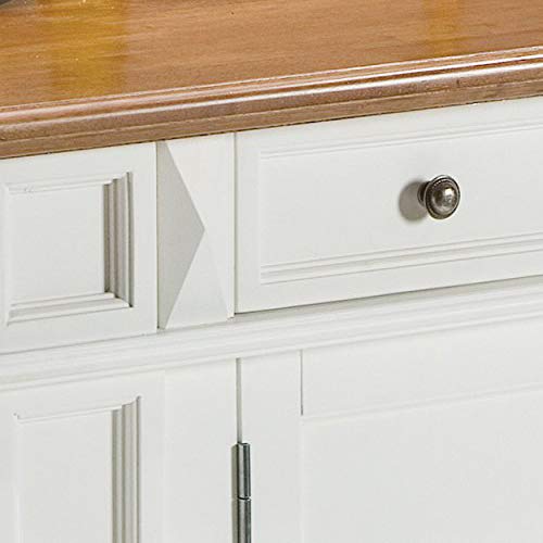 Homestyles Americana Kitchen Island with Wood Top and Drop Leaf Breakfast Bar, Storage with Drawers and Adjustable Shelves, 50 Inch Width, 49.75 inches, White and Oak