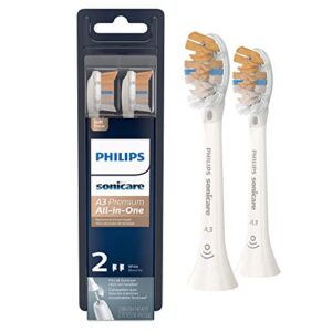 philips sonicare genuine a3 premium all-in-one replacement toothbrush heads, 2 brush heads, white, hx9092/65