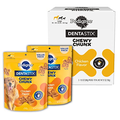 Pedigree DentaStix Chewy Chunx Dental Treats, Large Dog, Multiple Sizes 13.5 Ounce (Pack of 2)