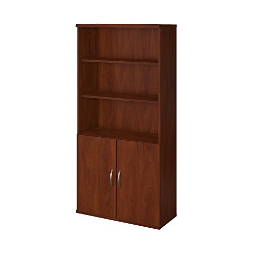 Bush Business Furniture Series C Elite 36W 5 Shelf Bookcase with Doors in Hansen Cherry