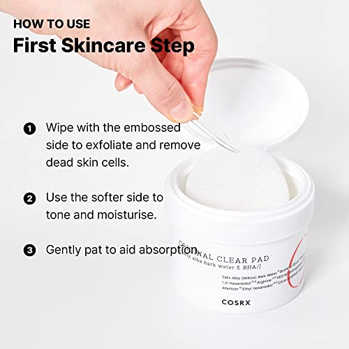 COSRX BHA Cleansing Pad, Facial Exfoliant-Soacked Pad for Blackheads, Whiteheads, Minimizing Englarged Pores, Prevent Breakouts, 70 Pads, Artificial Fragrance-Free, Parabens-Free, Korean Skincare