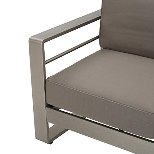 Christopher Knight Home Cape Coral Aluminum Chat Set, 5-Pcs Set, Khaki