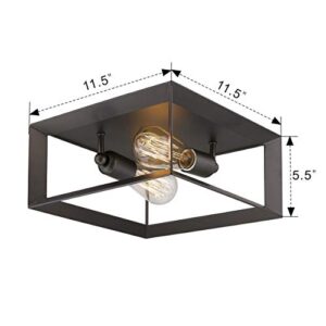 Emliviar 2-Light Ceiling Light, 12" Flush Mount Ceiling Lighting Fixture, Oil Rubbed Bronze Finish, 3040-2 ORB