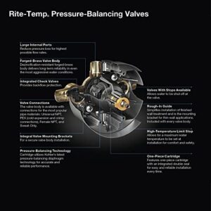 KOHLER K-8304-K-NA Rite-Temp Pressure-balancing valve body and cartridge kit & KOHLER K-TS74042-4-BL Rite-Temp Valve Trim, Matte Black