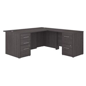 bush business furniture office 500 l shaped executive desk with drawers, 72w, storm gray