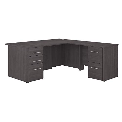 Bush Business Furniture Office 500 L Shaped Executive Desk with Drawers, 72W, Storm Gray