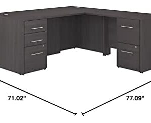 Bush Business Furniture Office 500 L Shaped Executive Desk with Drawers, 72W, Storm Gray