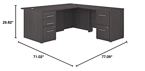 Bush Business Furniture Office 500 L Shaped Executive Desk with Drawers, 72W, Storm Gray