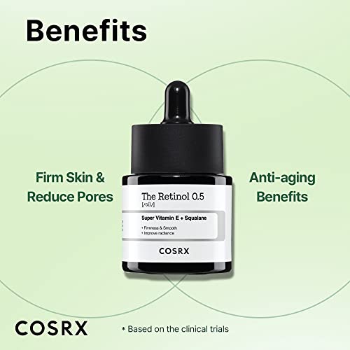 COSRX Retinol 0.5 Oil, Anti-aging Serum with 0.5% Retinoid Treatment for Face, Reduce Wrinkles, Fine Lines, and Signs of Aging, Gentle Skin Care for Day & Night, Not Tested on Animals, Korean Skincare