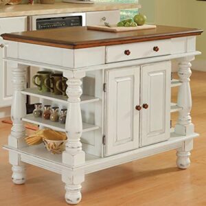 homestyles kitchen island americana dual side storage cabinet, 36 inches high by 42 inches wide, antique white