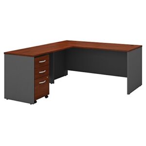 bush business furniture series c l shaped desk with 48w return and mobile file cabinet, 66w, hansen cherry