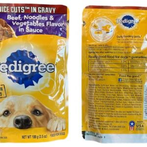 Pedigree Wet Dog Food Pouch Variety Bundle, Choice Cuts in Gravy, 12 Pouches Assorted Flavors - Chicken, Hickory, Filet Mignon, Beef, Casserole