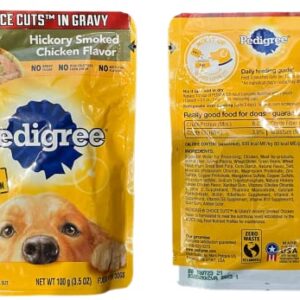 Pedigree Wet Dog Food Pouch Variety Bundle, Choice Cuts in Gravy, 12 Pouches Assorted Flavors - Chicken, Hickory, Filet Mignon, Beef, Casserole