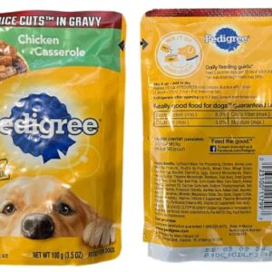 Pedigree Wet Dog Food Pouch Variety Bundle, Choice Cuts in Gravy, 12 Pouches Assorted Flavors - Chicken, Hickory, Filet Mignon, Beef, Casserole