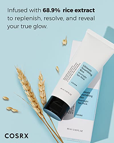 COSRX Ultimate Nourishing Rice Overnight Spa Mask, 60ml / 2.02 fl.oz | Rice Extract 68% and Niacinamide 2% | Korean Skin Care, Animal Testing Free, Paraben Free