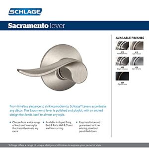 Schlage F40 SAC 619 Sacramento Door Lever, Bed & Bath Privacy Lock, Satin Nickel