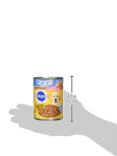 PEDIGREE CHOPPED GROUND DINNER Puppy Canned Soft Wet Dog Food With Chicken & Beef, 13.2 oz. Cans 12 Pack