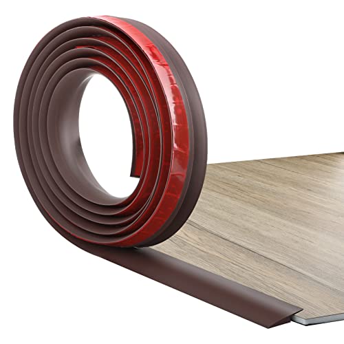 Vickes 9.8 ft Floor Transition Strip Self Adhesive Carpet & Flooring Transitions Edging Trim Strip PVC Threshold Transitions Suitable for Threshold Transitions with a Height Less Than 5 mm, Brown