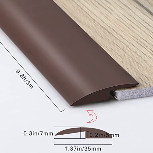 Vickes 9.8 ft Floor Transition Strip Self Adhesive Carpet & Flooring Transitions Edging Trim Strip PVC Threshold Transitions Suitable for Threshold Transitions with a Height Less Than 5 mm, Brown