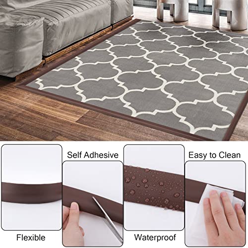 Vickes 9.8 ft Floor Transition Strip Self Adhesive Carpet & Flooring Transitions Edging Trim Strip PVC Threshold Transitions Suitable for Threshold Transitions with a Height Less Than 5 mm, Brown