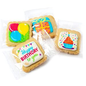 Happy Birthday Cookies 4 PACK Gift Basket for Kids Men Women | Decorated Sugar Cookie Gift Box | Individually Wrapped Party Favors Nut Free (Birthday, Standard Box)