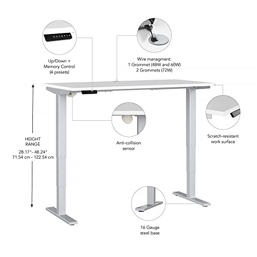 Bush Business Furniture Move 40 Series Electric Height Adjustable Standing Desk, 72W x 30D, White