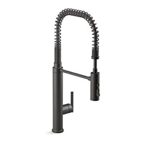 Kohler 24982-BL Purist Pull Down Kitchen Faucet, Kitchen Sink Faucet with Pull Down Sprayer in Matte Black