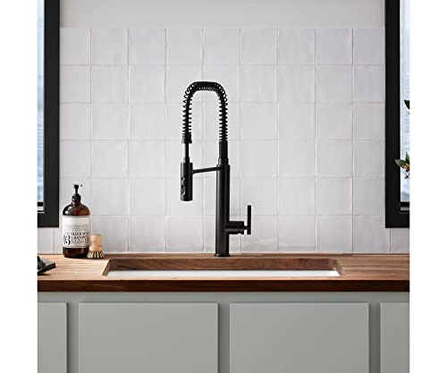 Kohler 24982-BL Purist Pull Down Kitchen Faucet, Kitchen Sink Faucet with Pull Down Sprayer in Matte Black