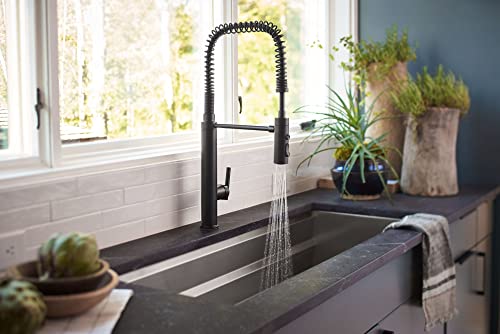 Kohler 24982-BL Purist Pull Down Kitchen Faucet, Kitchen Sink Faucet with Pull Down Sprayer in Matte Black