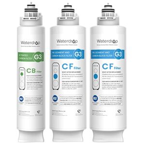 waterdrop g3 replacement filter 1-year combo, pack of 2 wd-g3-cf filters and 1 wd-g3-cb filter, replacement for wd-g3-w, wd-g3p600 and wd-g3p800-w reverse osmosis system, new logo design