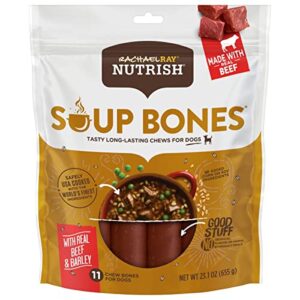 rachael ray nutrish soup bones dog treats, beef & barley flavor, 11 bones