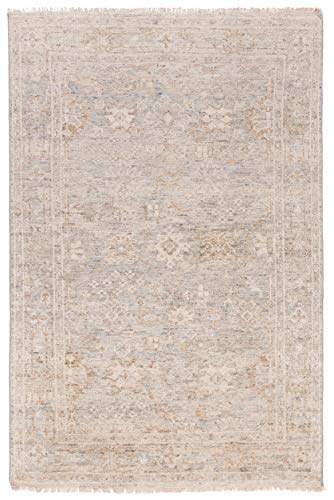 SAFAVIEH Samarkand Collection 8' x 10' Light Grey/Beige SRK112F Hand-Knotted Traditional Oriental Premium Wool Area Rug