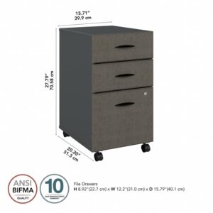 Bush Business Furniture Series A 3 Drawer Mobile File Cabinet, Slate