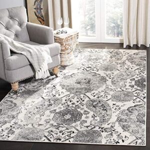 safavieh madison collection 4′ x 6′ cream / silver mad600d boho chic glam paisley non-shedding living room bedroom accent rug