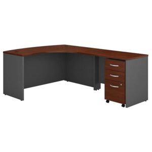 bush business furniture series c right handed l shaped desk with mobile file cabinet in hansen cherry