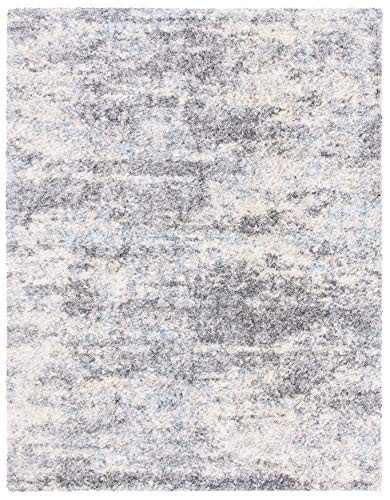 SAFAVIEH Berber Shag Collection 6' x 9' Grey / Cream BER219G Modern Abstract Non-Shedding Living Room Bedroom Dining Room Entryway Plush 1.2-inch Thick Area Rug