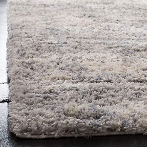 SAFAVIEH Berber Shag Collection 6' x 9' Grey / Cream BER219G Modern Abstract Non-Shedding Living Room Bedroom Dining Room Entryway Plush 1.2-inch Thick Area Rug